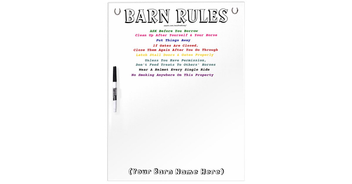 Barn Rules Dry Erase Board | Zazzle