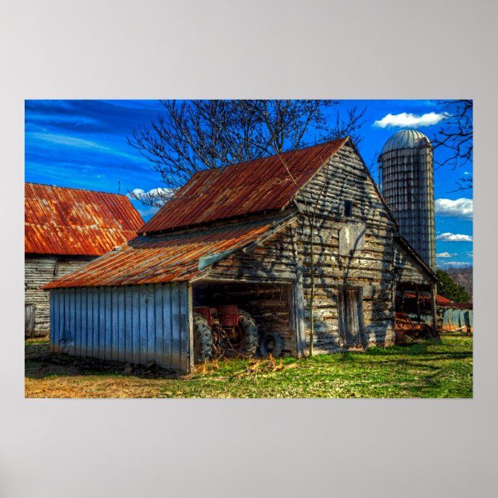 Barn Rural Farm Life Scene Poster Print | Zazzle.com