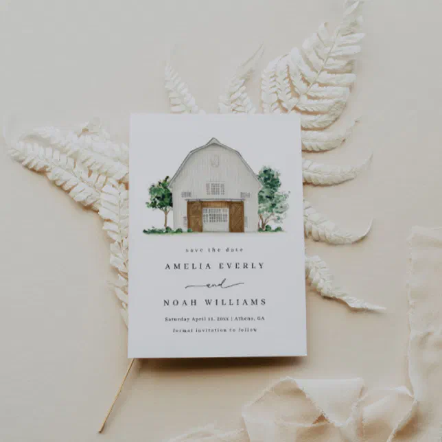 Barn Save The Date, Rustic Farmhouse Save The Date Invitation | Zazzle