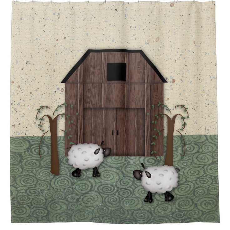 Barn Sheep Shower Curtain | Zazzle