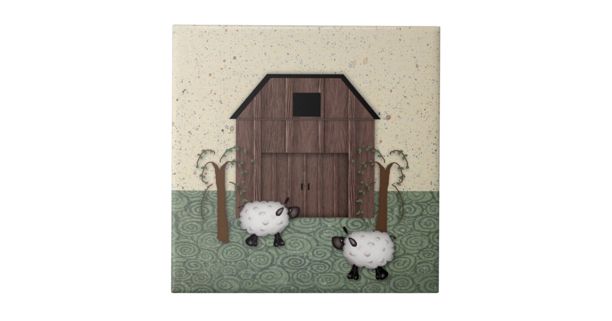 Barn Sheep Tile | Zazzle