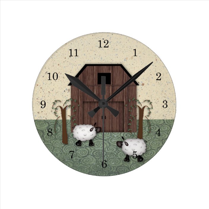 Barn Sheep Wall Clock | Zazzle.com