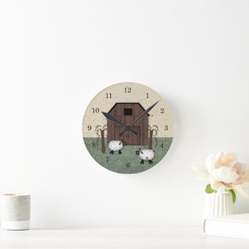 Barn Sheep Wall Clock | Zazzle