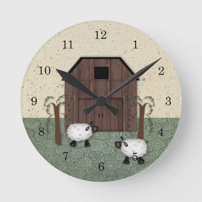Barn Sheep Wall Clock | Zazzle