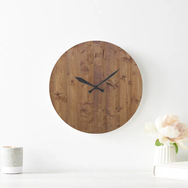Barn Wall, Wood, Wooden Boards, Planks, Rustic Large Clock | Zazzle