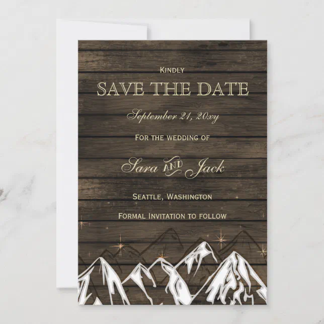 Barn wood Camping Rustic Mountains save the date | Zazzle
