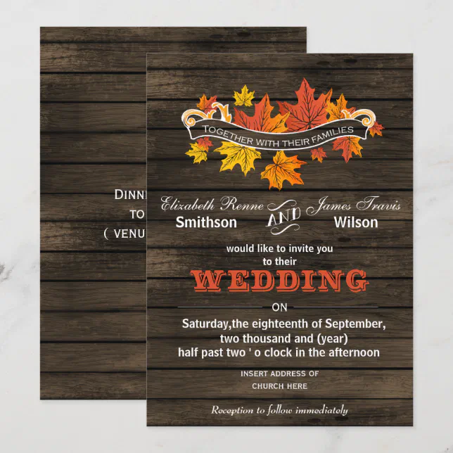 Barn wood Rustic Fall wedding invitations | Zazzle