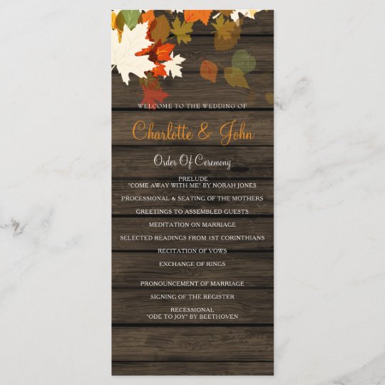 Barn Wood Rustic Fall Wedding programs | Zazzle.com