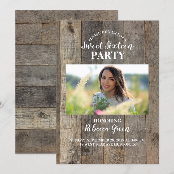 barn wood western country Sweet sixteen party Invitation | Zazzle