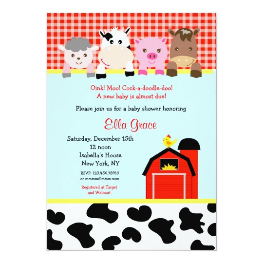 Barn yard Farm Barnyard Baby Shower Invitations | Zazzle.com