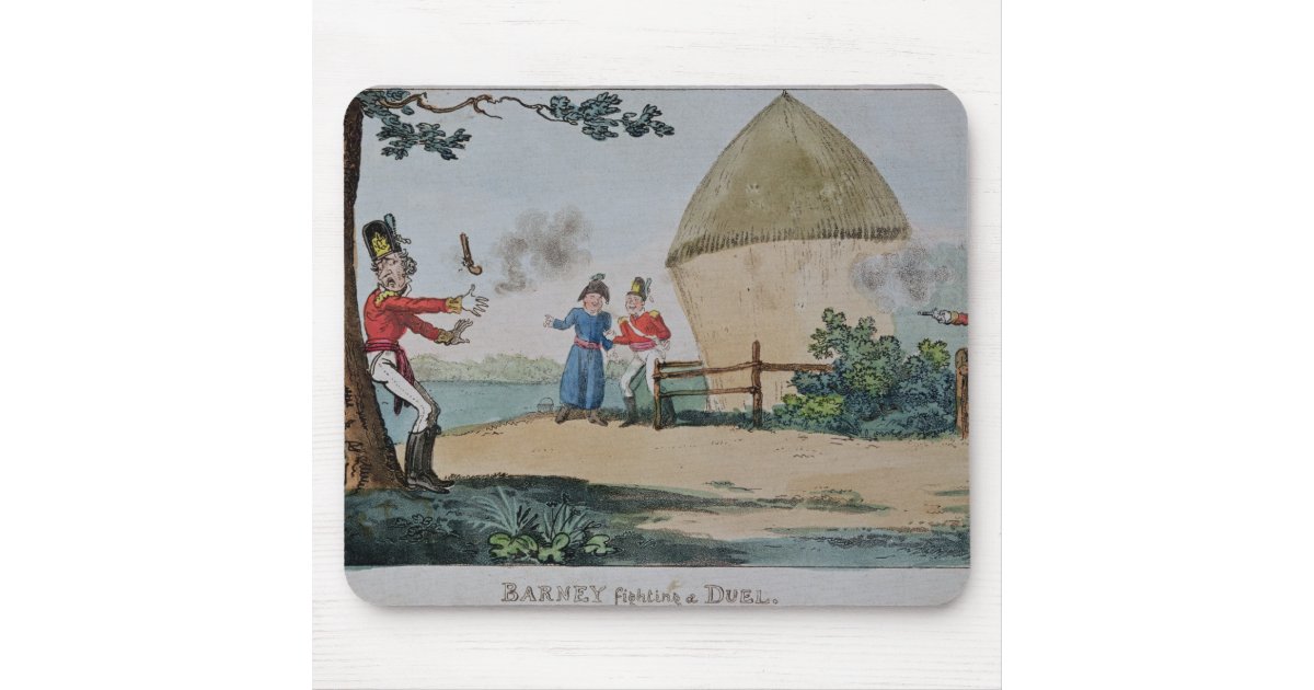 Barney fighting a duel mouse pad | Zazzle