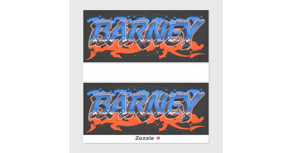 Barney First Name Graffiti Sticker | Zazzle