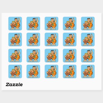 Barney Rubble and Fred Flintstone Square Sticker | Zazzle