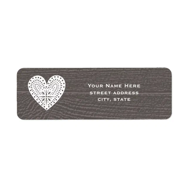 Barnwood Inspired Lace Heart Address Label | Zazzle