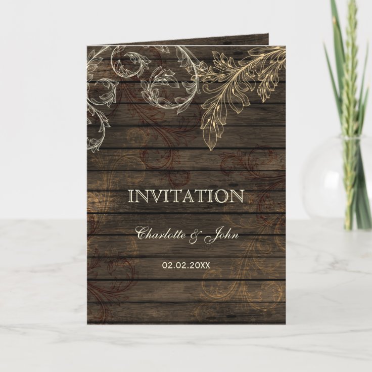 Barnwood, Rustic flourish wedding invites | Zazzle
