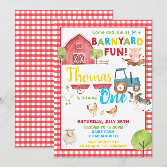 Barnyard 1st Birthday Party Cute Farm Animals Invitation | Zazzle