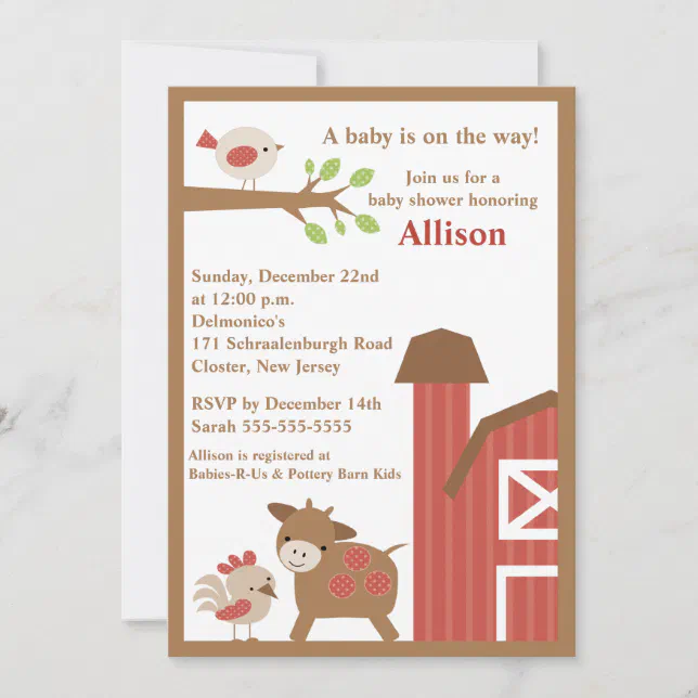 Barnyard Animals Baby Shower Invitation | Zazzle