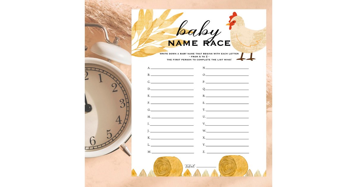 Barnyard Animals - Baby Shower Name Race Game | Zazzle
