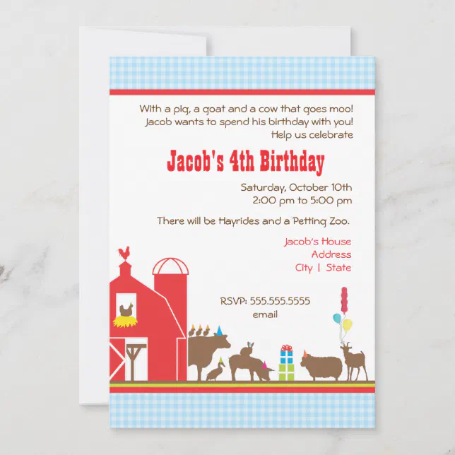 Barnyard Birthday Invitation | Zazzle