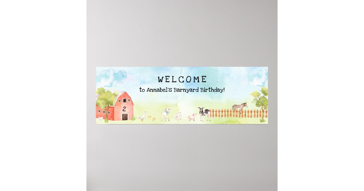 Barnyard Birthday Party welcome sign | Zazzle
