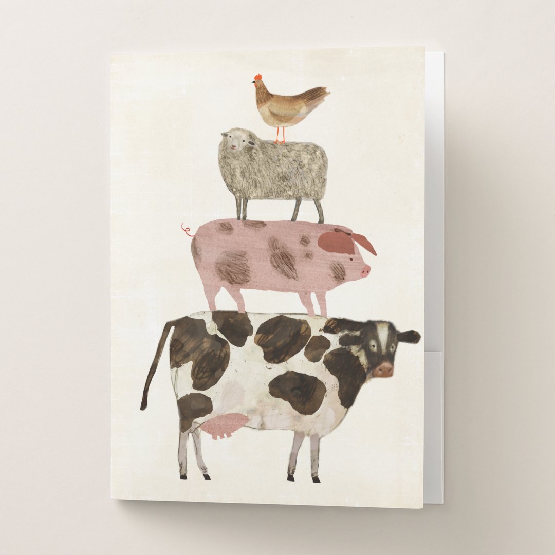 Barnyard Buds - Cow, Pig, Sheep, and Hen Pocket Folder | Zazzle