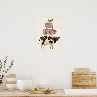 Barnyard Buds - Cow, Pig, Sheep, and Hen Poster | Zazzle