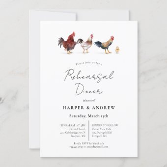Barnyard Chicken Wedding Rehearsal Dinner Invitation | Zazzle
