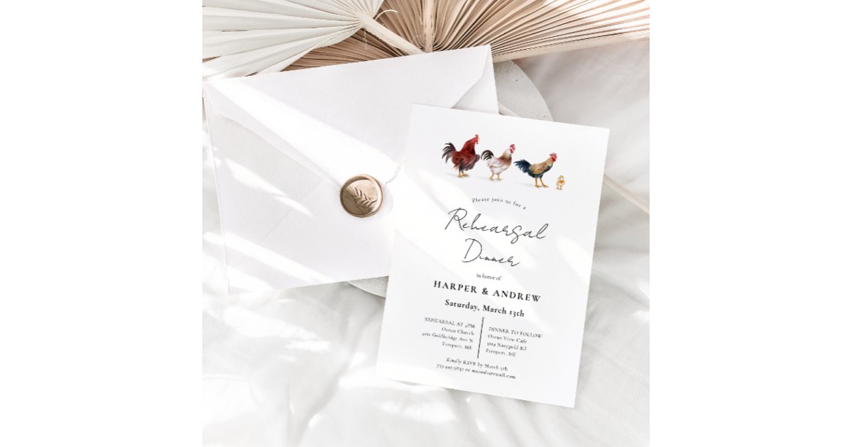 Barnyard Chicken Wedding Rehearsal Dinner Invitation | Zazzle