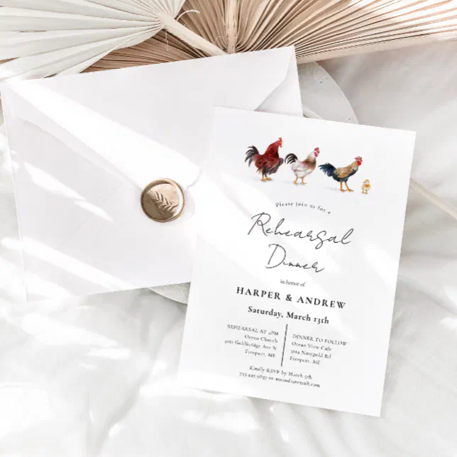 Barnyard Chicken Wedding Rehearsal Dinner Invitation | Zazzle