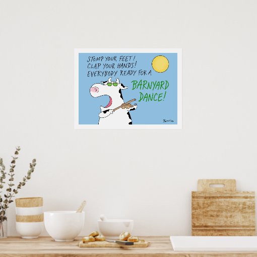 Barnyard Dance Fiddle Cow by Sandra Boynton Poster | Zazzle
