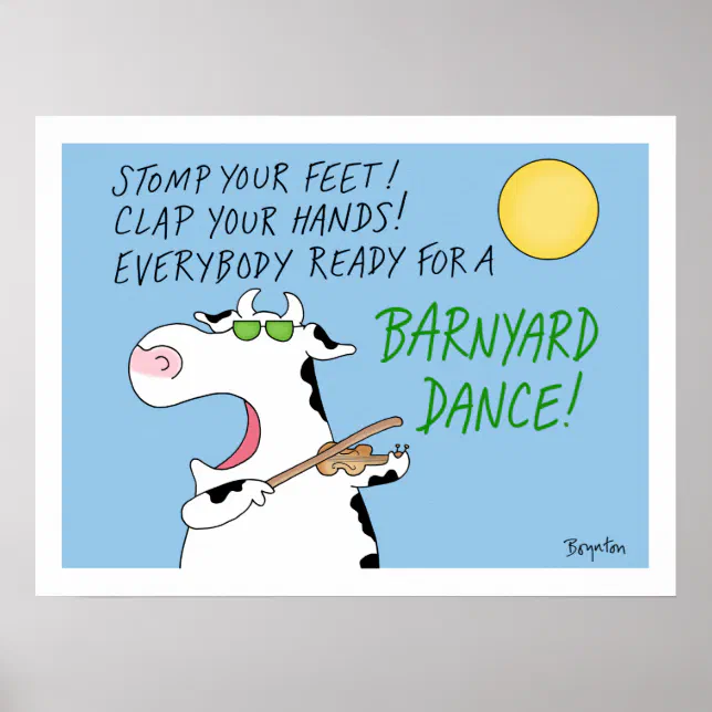 Barnyard Dance Fiddle Cow by Sandra Boynton Poster | Zazzle