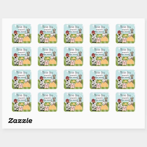 Barnyard Farm Animal Party Favor Sticker Labels | Zazzle