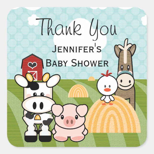 Barnyard Farm Animal Party Favor Sticker Labels | Zazzle