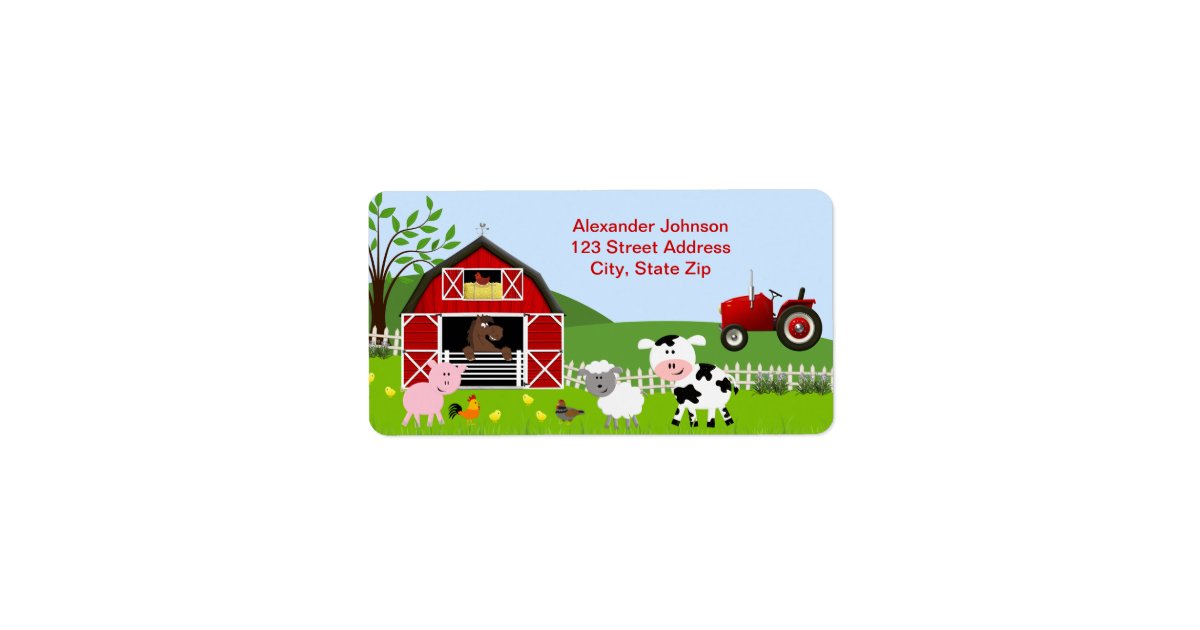Barnyard Farm Animals Address Label | Zazzle