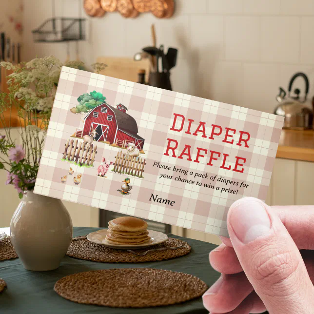 Barnyard Farm Animals Baby Shower Diaper Raffle Enclosure Card | Zazzle
