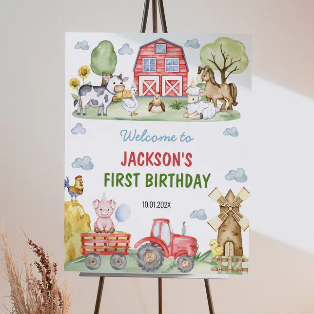 Barnyard Farm Animals Birthday Welcome Sign | Zazzle