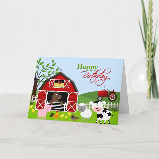 Barnyard Farm Animals Greeting Card | Zazzle