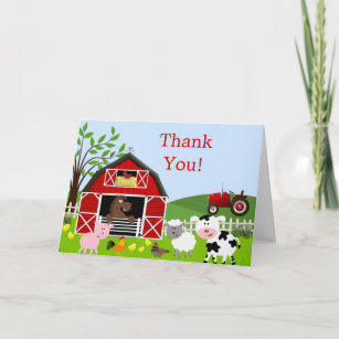 Farm Animal Thank You Cards | Zazzle