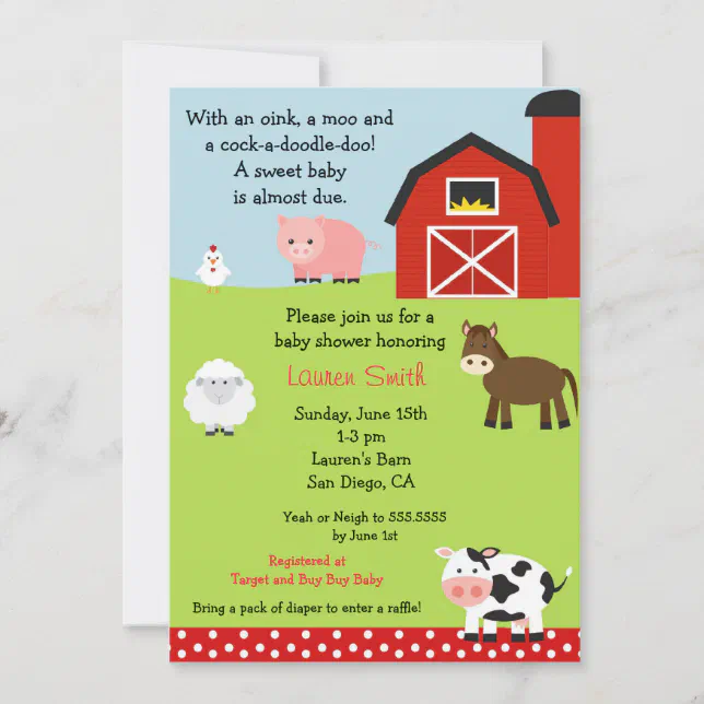 Barnyard Farm Baby Shower Invitation | Zazzle