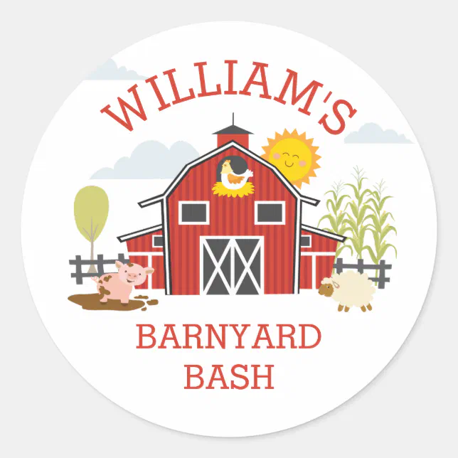 Barnyard Farm Birthday Party Sticker | Zazzle