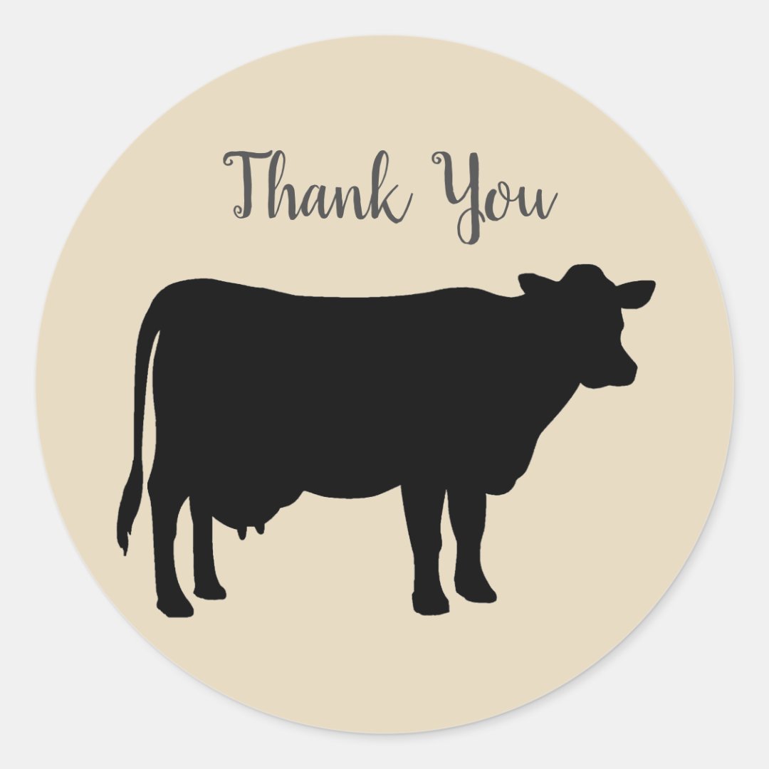 Barnyard Farm Party Cow Thank You Stickers | Zazzle