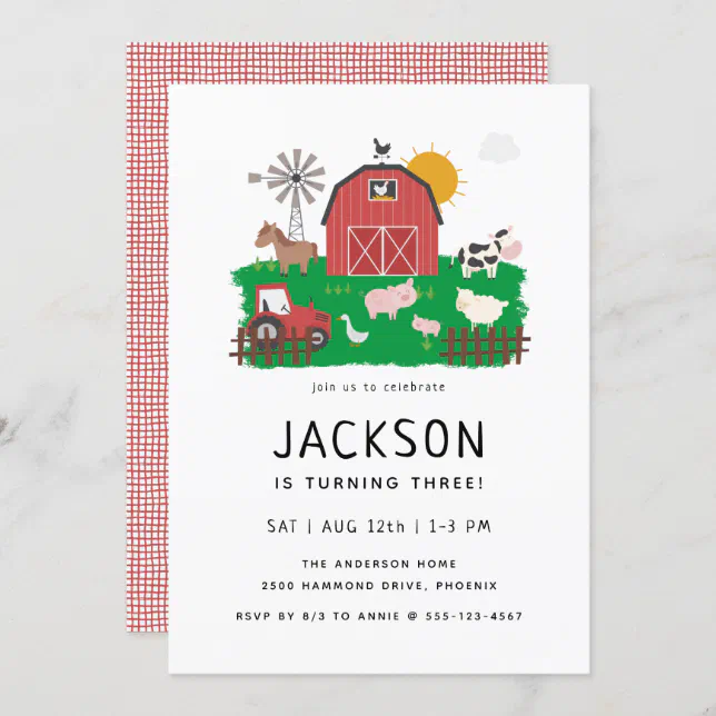 Barnyard Farm Theme Birthday Invitation | Zazzle