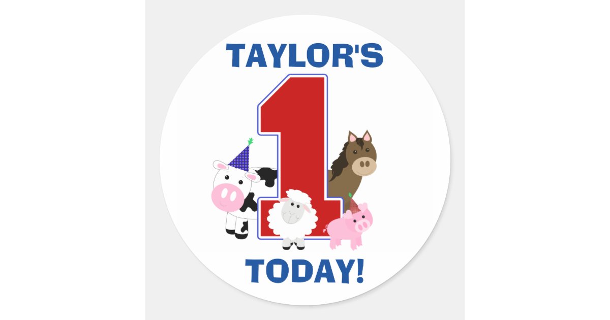 Barnyard First Birthday Sticker | Zazzle