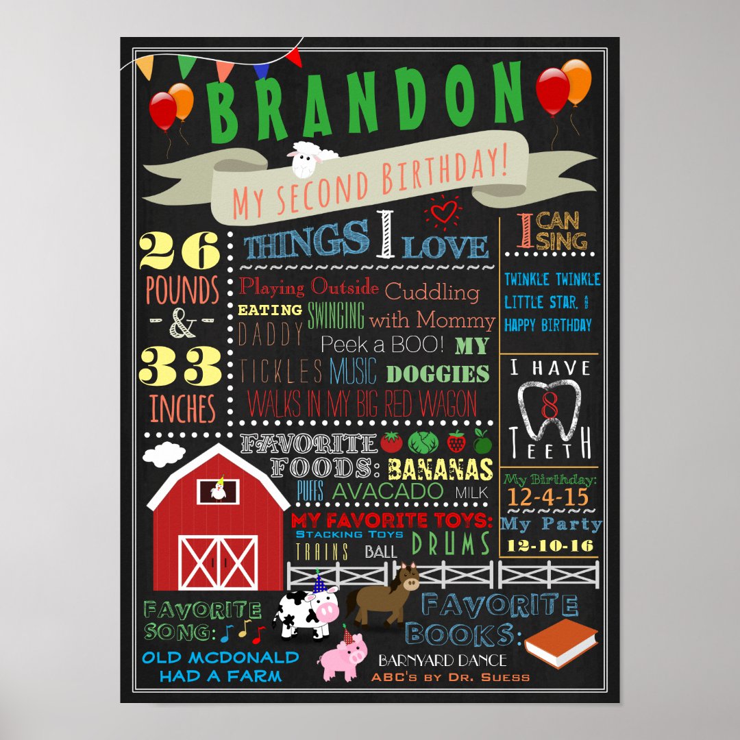 Barnyard Second Birthday Poster | Zazzle