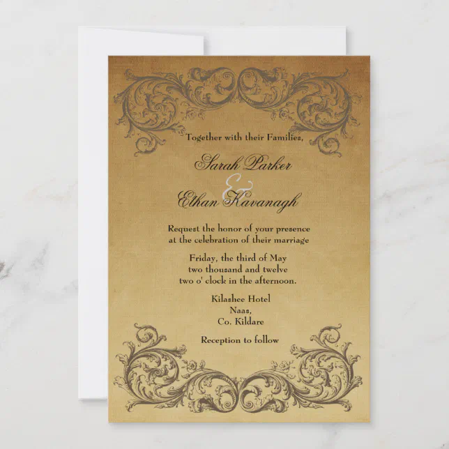 Baroque Antique Wedding invitation | Zazzle