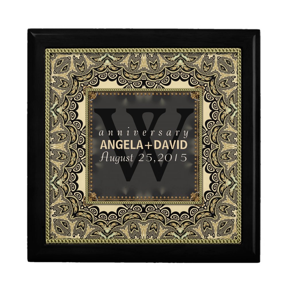 Baroque Black Gold Wedding Anniversary Gift Box - Snuggle Hamster Designs
