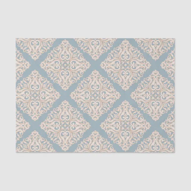 Baroque Damask Brocade on Powder Blue Decoupage Tissue Paper | Zazzle