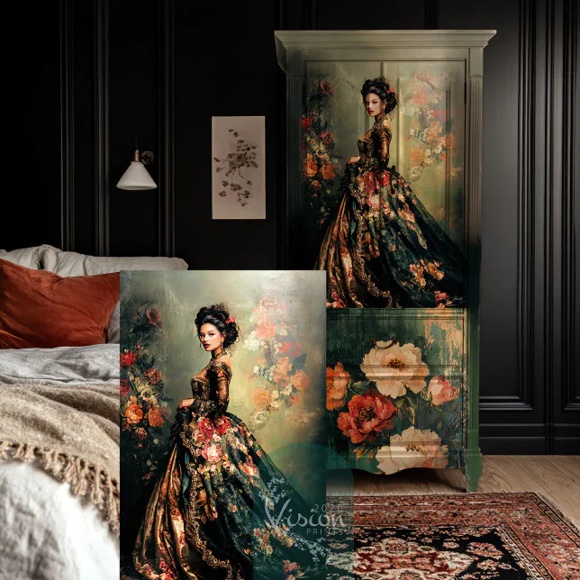 Baroque Dark Moody Rococo Portrait Art Tissue Paper | Zazzle