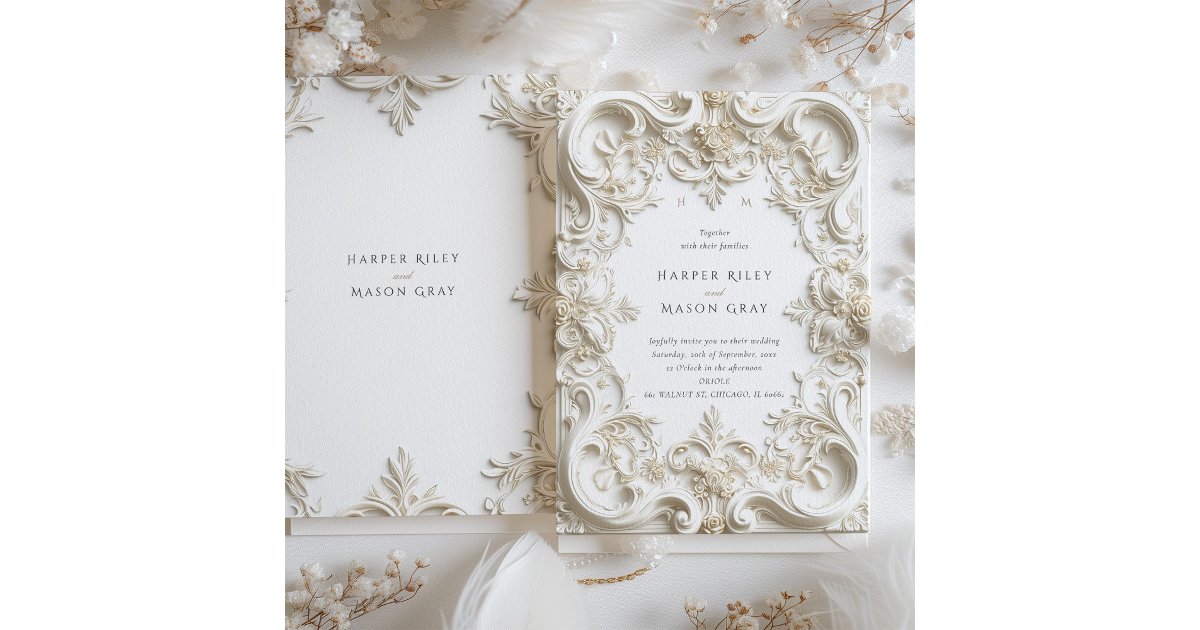 Baroque Elegance Wedding Frame Invitation | Zazzle