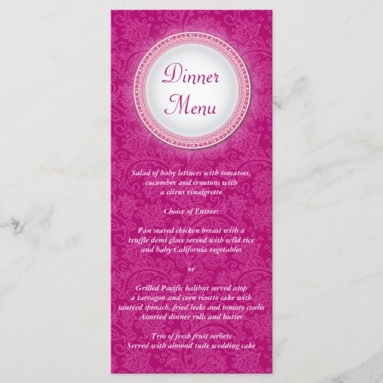 Baroque Fuchsia Plaque Menu Rack Card | Zazzle.com
